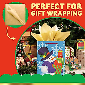 JOYIN 120 Piece Christmas Metallic Gold Tissue Paper Assortment (20" x 20" inches) Holiday Gold Gift Wrapping for Party Favors Goody Bags, Xmas Presents Wrapping Stocking Stuffers