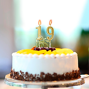 Beanlieve 10-Pieces Numeral Birthday Candles - Cake Numeric Candles Number 0 1 2 3 4 5 6 7 8 9,Used for Cake Decoration on Birthday Parties and Wedding Anniversary Celebrations(Champagne Gold)