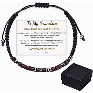 FUFAAPC to My Son and Grandson,I Love You Morse Code Bracelet, I Love You Morse Code Grandson Bracelet, Adjustable Inspirational Beaded Morse Code Bracelets, Personalized Mens Bracelet (A)