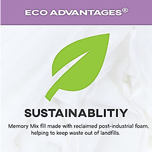 Pooch Planet Large Memory Foam Mix Dog Bed Plush & Textured Linen Mattress w/Removable Washable Cover - Gray, Large