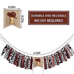 1st Birthday High Chair Banner - Cowboy Rodeo Party Decoration For Boy, Western Theme High Chair Birthday One Party Banner, Cowboy Banner Decorations, My First Rodeo Banner For Photo Booth Props
