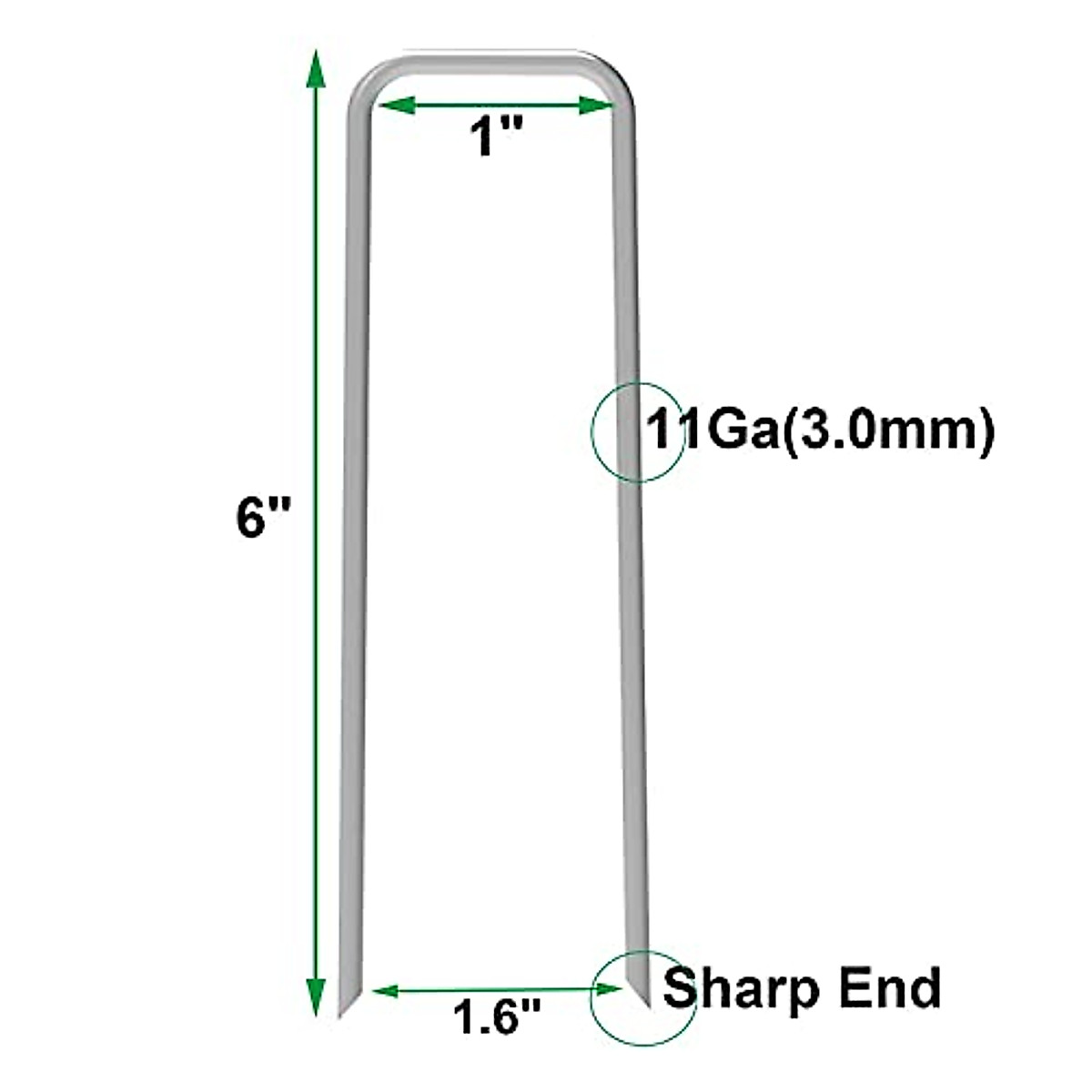 AAGUT Garden Stakes Pins, Landscape Staples 50 Pack 6 Inch 11-Gauge Galvanized Lawn Stake for Dog Fence, Weed Barrier Fabric, Ground Cover, Irrigation Tubing Soaker Hose, Chicken Wire
