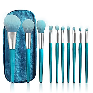 Makeup Brushes, Makeup Kit 10PCS, Make up Brushes Set Blue with Case for Makeup