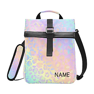 Personalized Lunch Bag Cooler Bag Thermal Insulated Men Women Travel School Work Rainbow Leopard Rose Gold Cheetah Customized Portable Beach