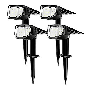 Solar Spotlights Outdoor Solar Landscape Lights Dusk to Dawn Outdoor 19 LED 2-in-1 Adjustable Solar Uplights Outdoor Solar Wall Lights Outdoor for Yard Garden Driveway Walkway Cold White