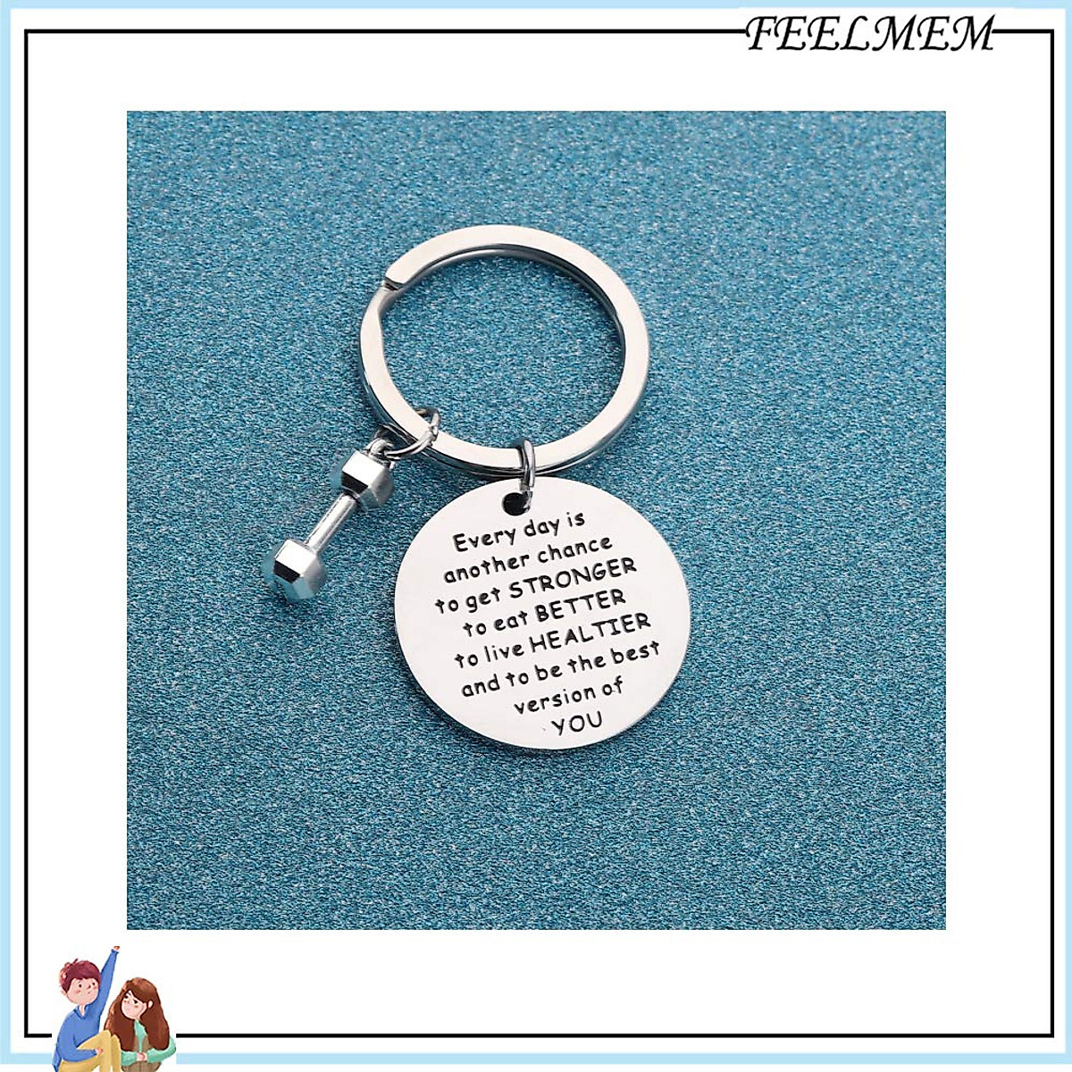 FEELMEM Workout Jewelry Fitness Gift Bodybuilding Keychain Weight Lifting Gift for Fitness Lover Personal Trainer