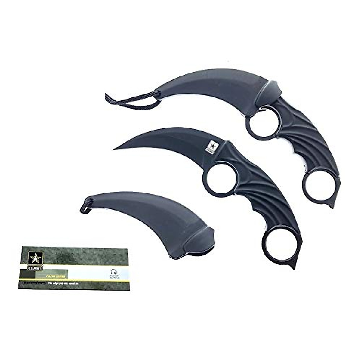 Falcon U.S.Army Licensed Military Tactical 2 Rings Karambit Knife, Fixed Blade Knife. For Camping, Hunting, Gear Collection