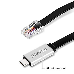 Moyina USB C Console Cable USB C to RJ45 Cable FTDI Chip Essential Accesory of Cisco, NETGEAR, Ubiquity, TP-Link Routers/Switches for Laptops in Windows, Mac, Linux (6 ft,Black)