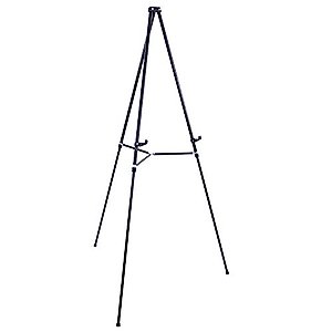 U.S. Art Supply 66" High Showroom Black Aluminum Display Easel and Presentation Stand - Large Adjustable Height Portable Tripod, Holds 25 lbs - Floor and Tabletop, Display Paintings, Signs, Posters