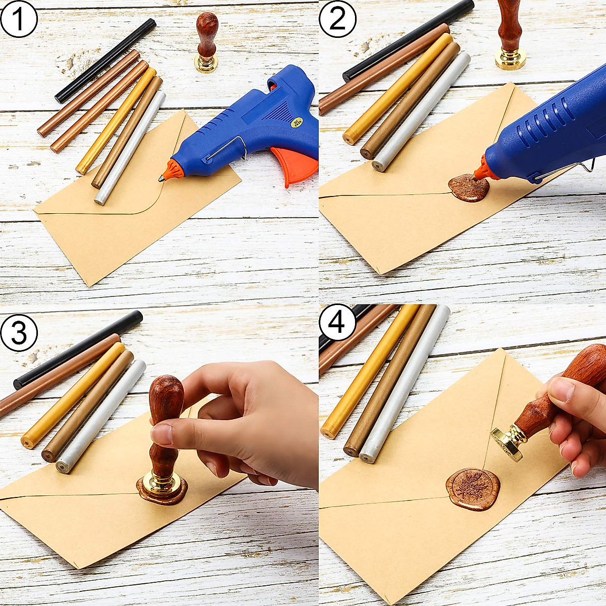 15 Pieces Glue Gun Sealing Wax Sticks for Retro Vintage Wax Seal Stamp and Letter, Great for Wedding Invitations, Cards Envelopes, Snail Mails, Wine Packages, Gift Wrapping (Bronze)