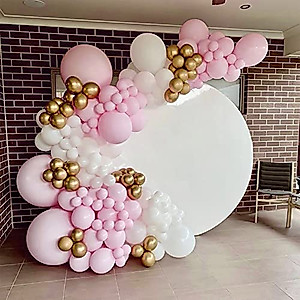 Macaron Pink Balloon Metallic Gold Balloon Ivory White Balloon 133Pcs-Balloon Arch Garland Kit for Baby Shower,Wine Party,Fiesta,Birthday,Wedding,Christmas,Reception and Engagement