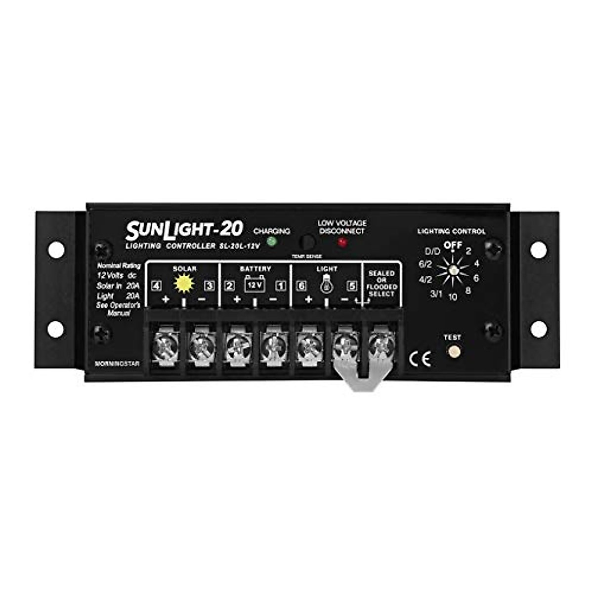 Morningstar Sunlight 20A Solar Charge Controller for 12V Batteries, Solar Panel Controller for Lighting, Battery Controller Solar Controller 12V, Lowest Fail Rate Charge Controller for Solar Lights