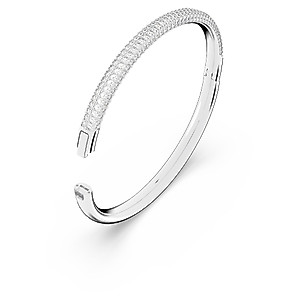 SWAROVSKI Dextera Women's Bangle Bracelet, Medium Bracelet with Clear Crystal Pavé on a Rhodium Finished Band with Hinge Closure