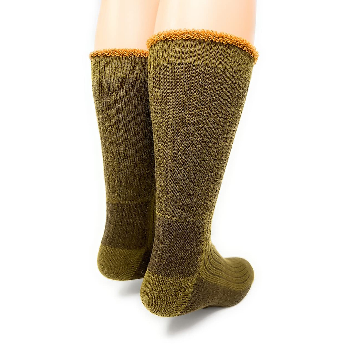 WARRIOR ALPACA SOCKS - Heavy-Duty Terry Lined Endurance Alpaca Socks (Mountain Green/Gold, Large)