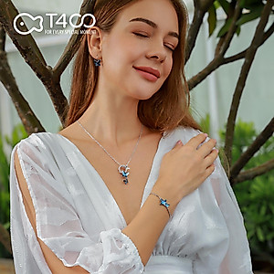 T400 Bracelets for Women Blue Butterfly Crystal Bangle Bracelet Ajustable Jewelry Birthday Gift for Her