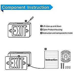 EXITLUX 2 Pack Green Led Emergency Exit Lights with Battery Backup-UL Listed 120/227VAC Double Face- Exit Sign with Emergency Lights-Plug in Emergency Battery Exit Lights.