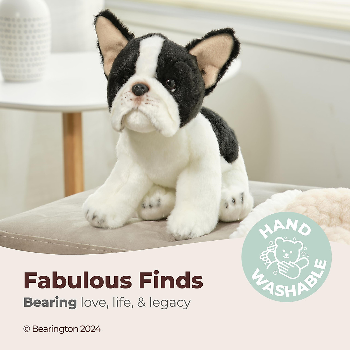 Bearington Collection Lil' Oliver The French Bulldog Stuffed Animal, 6 Inch Dog Stuffed Animal