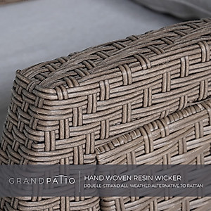 Grand patio Indoor & Outdoor 2-Piece Reclining Chairs with Extended Footrest, PE Wicker, Adjustable Patio Lounge Recliner up to 150°, with Flip Side Table - Mist Grey