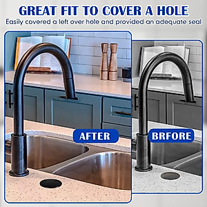 2 Pieces Matte Black Soap Dispenser for Kitchen Sink and 2 Inch Sink Hole Cover Set Countertop Dish Pump Head Sink Soap Dispenser with 17 oz Bottles Stainless Steel Faucet Hole Cover Sink Accessories