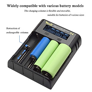 PUNLIM 18650 Battery Charger, Universal Smart LCD Display Fast Charger for Rechargeable Batteries Ni-MH Ni-Cd AA AAA Li-ion LiFePO4 IMR 10440 14500 16340 RCR123A 26650 3.7v 1.5v