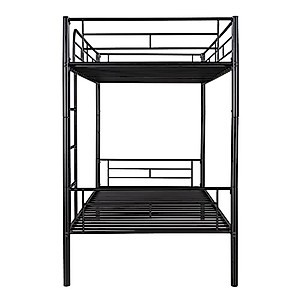 Tidyard Twin Over Twin Metal Bunk Bed (Black) for Bedroom Dorm Guest Room Home Furniture