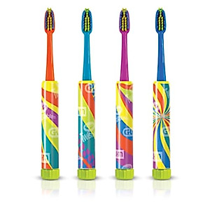 GUM Crayola Twistables Toothbrush for Kids , Soft Bristles Children & Toddler Toothbrush with Holder , For Ages 3+, 1ct (4pk)