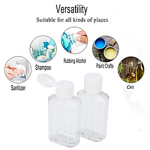 60pcs 2oz Clear Empty Travel PET Plastic Bottles with Flip Top Caps,Refillable Top Bottles, No BPA/No Parabens