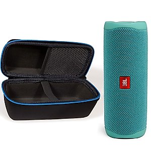 JBL Flip 5 Waterproof Portable Wireless Bluetooth Speaker Bundle with divvi! Protective Hardshell Case - Teal