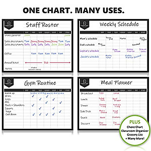 Magnetic Chore Chart for Fridge– Dry Erase Behavior Chart for Multiple Kids and Adults – Responsibility Reward White Board Chart – Children Chore Board with Magnets, 5 Markers & Eraser