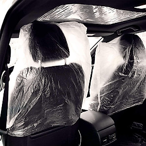 RISHNEG Car Seat Covers, 100 Pcs Clear Car Disposable Plastic Seat Covers, Vehicle Protector Seat Protective Covers Films for Car Airplane Seats, Restaurant Seats, Bus Seats, 100pcs Car Seat Covers