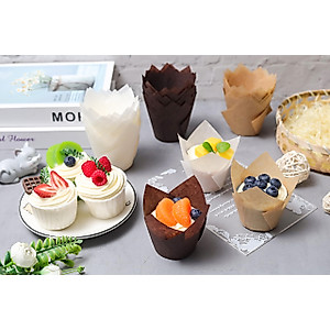 XP-ART 200PCS Tulip Cupcake Liners Parchment Baking Cups Muffin Wrappers Perfect for Birthday Parties, Weddings, Baby Showers, Catering, Restaurants Standard Size (3colors)