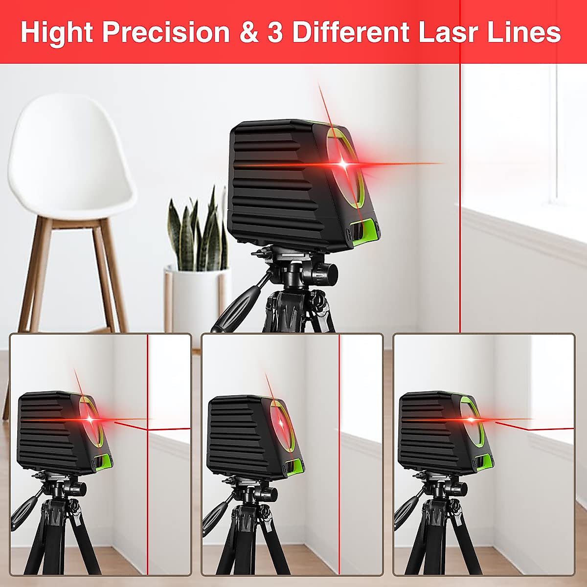 Laser Level, Huepar Box-1R 150 feet Red Cross Line Laser leveler, Self Leveling 150° Vertical Selectable Laser Lines with Pulse Mode, 360°Magnetic Base and Battery Included