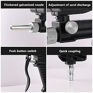 Portable Sandblaster Gun Kit 70-150 PSI 6000RPM Gravity Feed Sandblasting Pneumatic Blast Gun Handheld Tool with Air Tube Connector for Cleaning Rust, Dirt, Paint, & Glass Etching