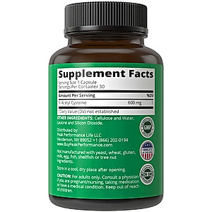 NAC Supplement N-Acetyl Cysteine. Glutathione Precursor 600mg Capsules For Men + Women. Great Antioxidant For Detox, Workout Recovery, Free Radical Protection. N Acetyl L-Cysteine 600 mg Pills