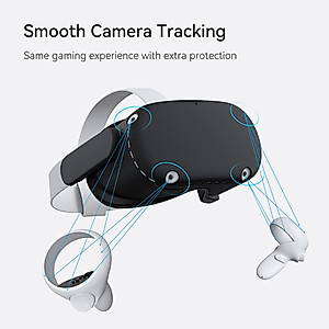 KIWI design Silicone VR Shell Protective Cover Compatible with Quest 2, with Two Side Protective Sleeves, Black Headset Cover
