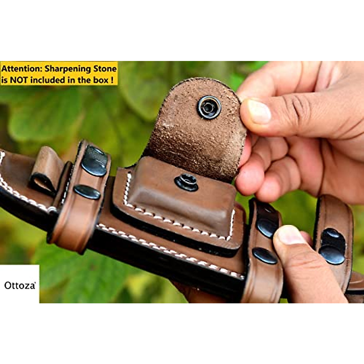Ottoza Handmade Leather Knife Sheath RIGHT HAND Tracker Knife Sheath - Bushcraft Knife Sheath - Hunting Knife Sheath - Survival Knife Sheath Horizontal Carry Dark Brown TOP GRAIN LEATHER No:37