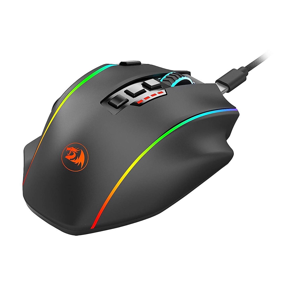 Redragon M901 Gaming Mouse RGB Backlit MMO 16 Macro Programmable Buttons, 16000 DPI for Windows PC Computer (Wireless, Black)
