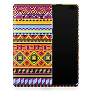 DesignSkinz Vector Gold & Purple Aztec Pattern V32 Protective Vinyl Decal Wrap Skin Cover Compatible with The Samsung Galaxy S20 (Screen Trim & Back Glass Skin)