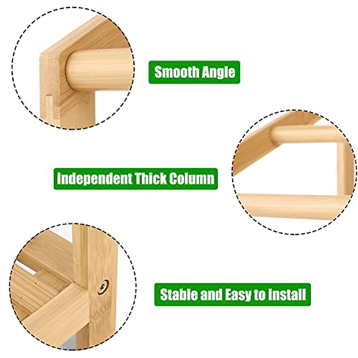 HYNAWIN Bamboo 3 Tier Towel Rack for Bathroom, Free Standing Beach Towel with Storage Shelf, Poolside Rack with Bottom Organizer for Bath, Hand Towel, Laundry