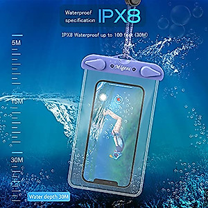 Migeec Waterproof Phone Case (2 Packs) IPX8 Waterproof Phone Pouch Dry Bag Waterproof Bag for Beach Kayaking Travel Compatible with iPhone Android Device up to 6.9" (Black+Blue)