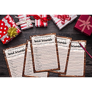 Housewarming Party Games, Word Scramble, Rustic New Home, New House, New Homeowner Party Games Cards, 30 Sheets Each Pack