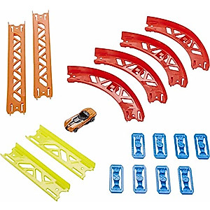 Hot Wheels Track Builder Unlimited Playset Premium Curve Pack, 16 Component Parts & 1:64 Scale Toy Car