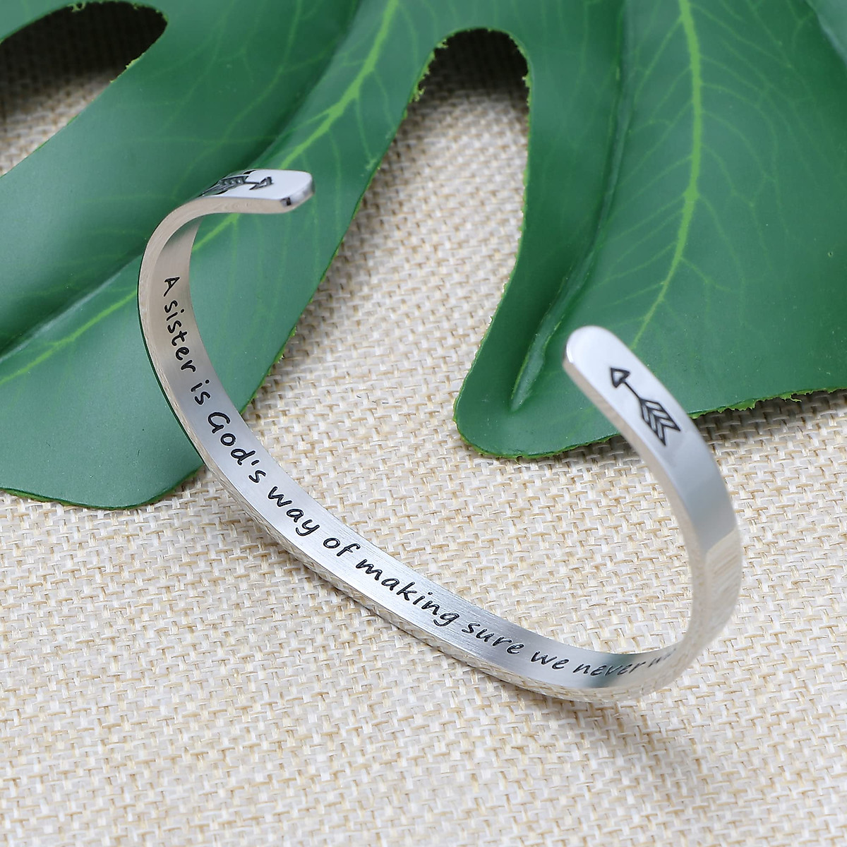 JoycuFF Friendship Bracelets for Best Friends Inspirational Bangle Quotes Saying Engraved Stainless Steel Jewellery White