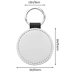 DistinctInk Vegan Leather Keychain Key Tag Key Ring - 2 inch circle - Black Glitter Back - Lawn Enforcement Officer, Lawnmower