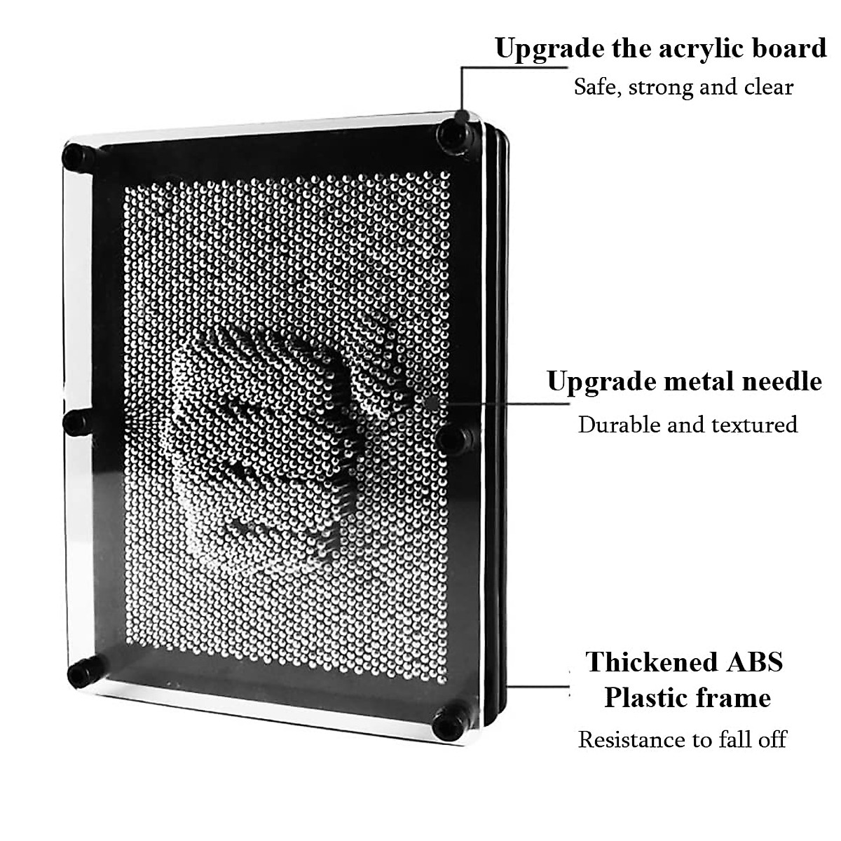 3D Pin Art Toy 6 x 8 Inches, Unique Metal Silver Pin Art Board for Kids,Inspire Imagination & Challenge Sense, Innovative Boundless Creativity for Children & Adults Learning Gift