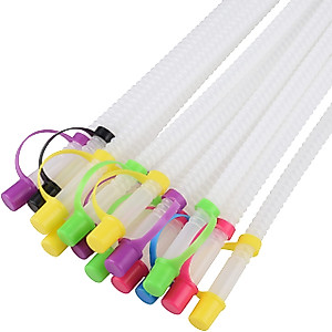 Bendable Straws with Straw Covers Cap - 11 inch Long Flexible Straws - Bendy Drinking Straws Reusable with Covers Cap Assorted Colors - 14 Pack