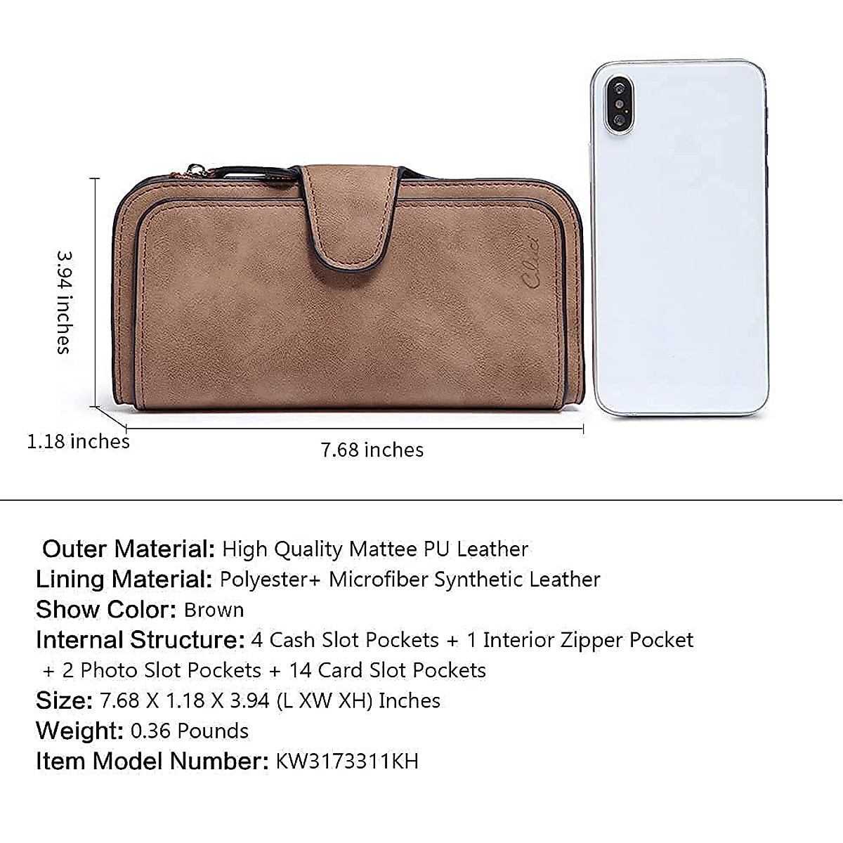 CLUCI Women Wallet Soft Leather Designer Trifold Multi Card Organizer Lady Clutch Women Backpack Purse Leather Fashion Travel Casual Detachable Shoulder Bag Oil Wax Brown