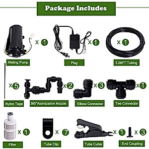 Reptile Mister Spray System, Terrarium Fogger Misting System with Silent Pump & Adjustable 360°Misting Nozzles for Lizard/Reptiles/Chameleons/Herbs/Frog/Snake