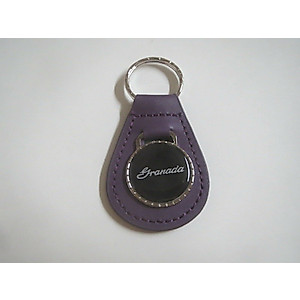 1975 1976 1977 1978 1979 1980 1981 1982 GRANADA SCRIPT LOGO LEATHER KEYCHAIN - PURPLE