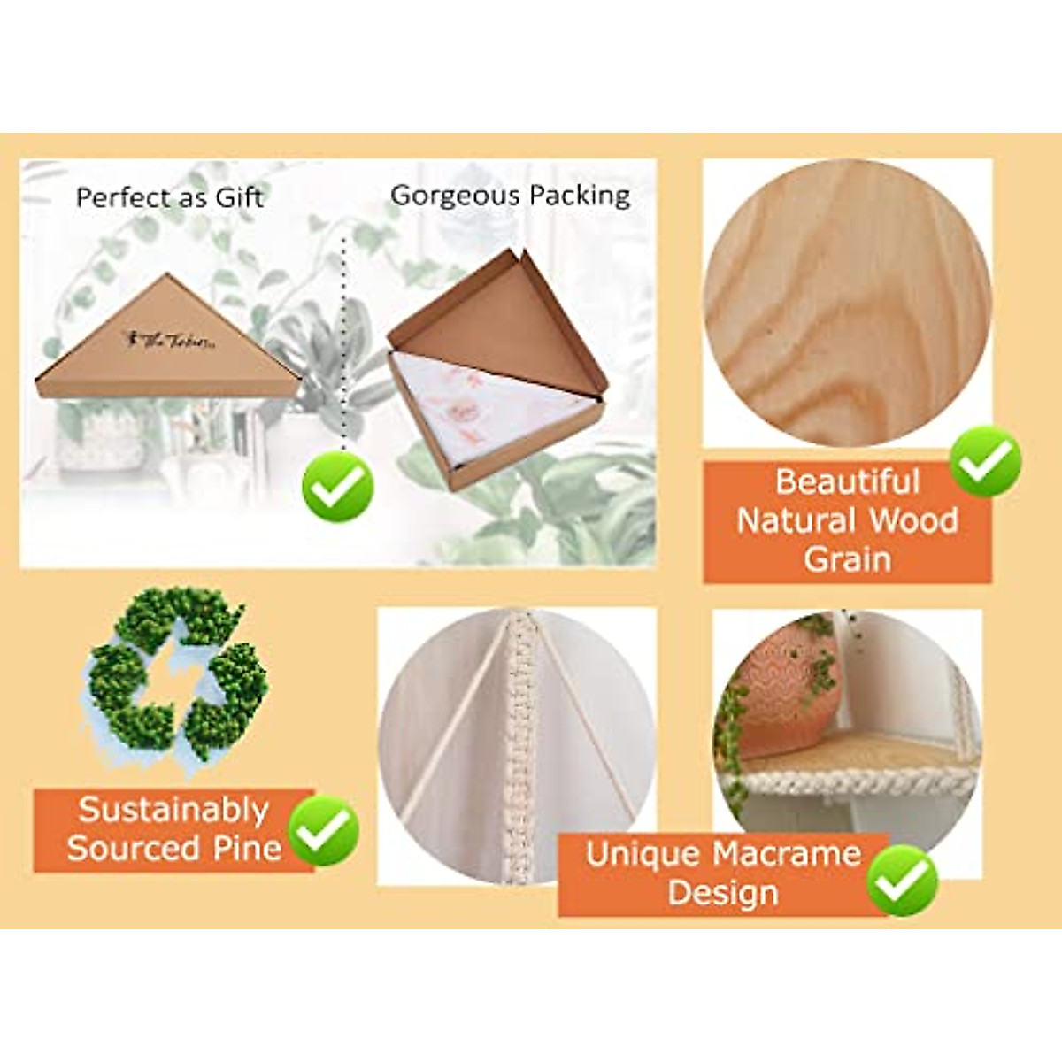 Tinkiture Designs Corner Hanging Shelf (Natural)